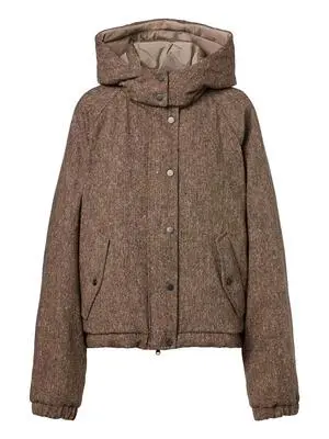 Brunello Cucinelli Hooded Wool-blend Down Jacket - Brown