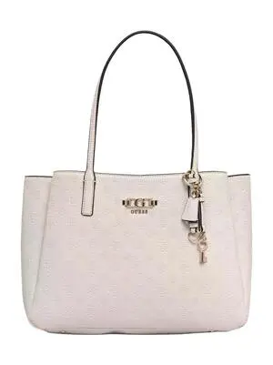 Guess Logo-embossed Charm Tote Bag - Neutrals