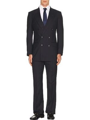 TOM FORD Clear Cut Herringbone Stripe Suit Navy