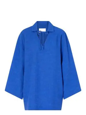Lisa Marie Fernandez Tie-detailed Woven Tunic - Blue
