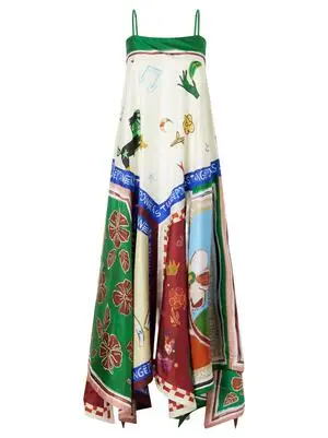 ALEMAIS Tangible Silk-twill Midi Dress - Multi