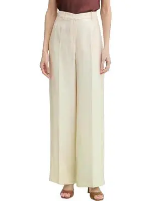 HAVEONE Pressed Crease Wide-leg Satin Finish Trousers - Neutrals