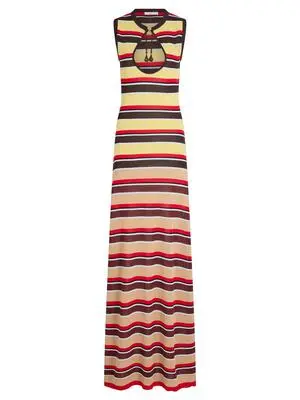 Rabanne Striped Knit Keyhole Maxi Dress - Multi