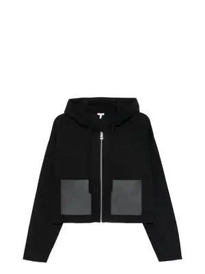 Loewe Zip-up Wool Hoodie With Anagram Detail - Black