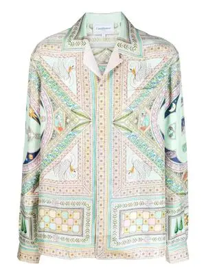 Casablanca Le Labyrinthe-print Silk Shirt - Neutrals