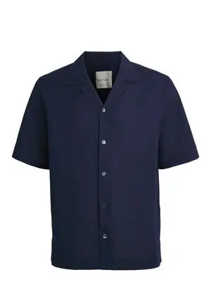 Paul Smith Cotton Seersucker Shirt - Navy
