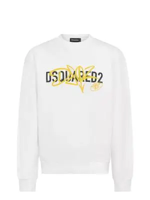 Dsquared2 Graffiti Cool Fit Crewneck Sweatshirt - White