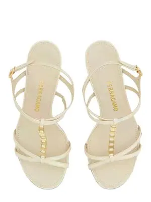 FERRAGAMO Vara Chain T-strap Heeled Sandals - Neutrals