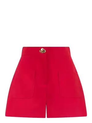 Moschino Button High Waisted Shorts - Red