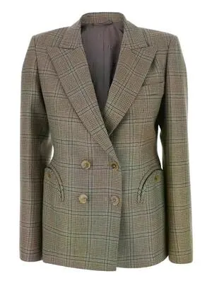 BLAZÉ MILANO Double-breasted Check Blazer - Neutrals