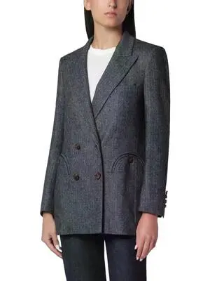 BLAZÉ MILANO Herringbone Pattern Double-breasted Blazer - Grey