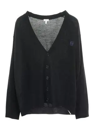 Loewe Anagram Embroidered V-neck Cardigan - Black