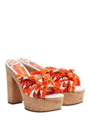 Dolce & Gabbana Majolica Brocade Platform Sandals - Orange