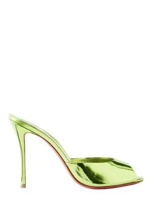 CHRISTIAN LOUBOUTIN Me Dolly 100 Metallic Leather Mules - Green