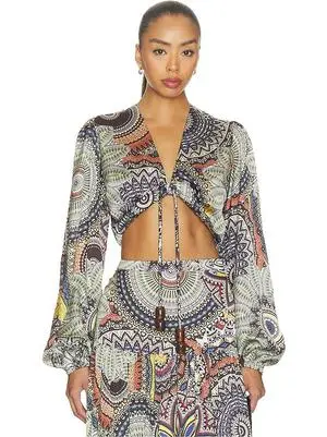 Alexis Colmar Top In -print Satin With Front Tie Detail - Multi