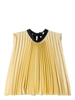 Sandro Pleated Tie-back Woven Top - Straw