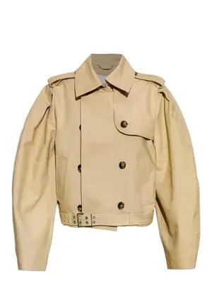 GANNI Double-breasted Balloon Sleeve Jacket - Neutrals