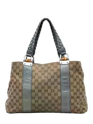 Gucci Gg Canvas Bamboo Tote Bag - Neutrals