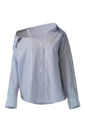 CHRISTY LYNN Dasha Striped Off-shoulder Shirt - Blue