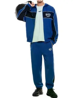 EA7 Logo-print Zip-up Hoodie - Blue