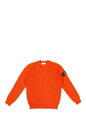 Stone Island Ribbed-knit Cotton Sweater With Logo Patch - Orange