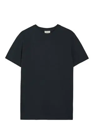 LES DEUX Flower Printed Cotton T-shirt - Navy