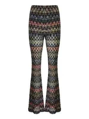 Missoni Missoni Geometric Pattern Knit Flared Trousers Blue