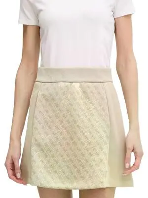 Guess Monogram-print Panelled Mini Skirt - Neutrals