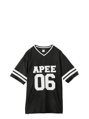 AAPE BY *A BATHING APE Logo-print Mesh V-neck T-shirt - Black