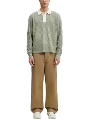Filling Pieces Checkerboard Knit Long-sleeve Sweatshirt - Grey