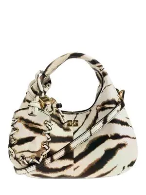 GANNI GANNI Tiger-Print Knotted Tote Bag Neutrals