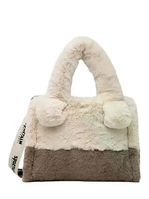 SPORTALM Faux-fur Logo-strap Tote Bag - Neutrals