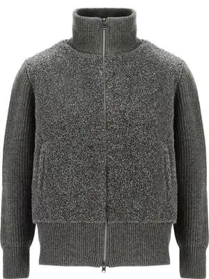 Herno Ribbed Knit Cardigan With Zip Fastening - Grey