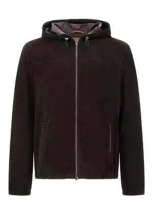 Herno Hooded Suede Jacket - Brown