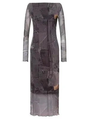 Moschino Printed Mesh Dress - Grey