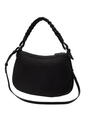 Armani Exchange Braided Handle Heart Charm Shoulder Bag - Black