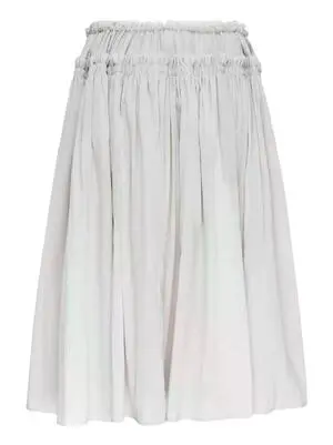 GLOWNY Lace-trim Gathered Midi Skirt - Grey