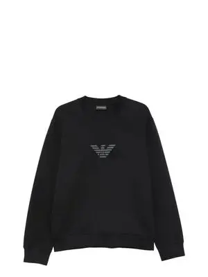 Emporio Armani Logo Patch Crewneck Sweater - Blue