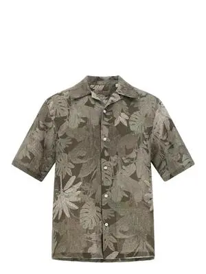 Herno Tropical-print Linen Shirt - Green