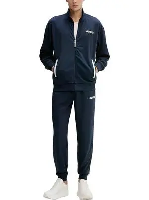 Guess Lansa Side-stripe Logo-print Track Pants - Blue