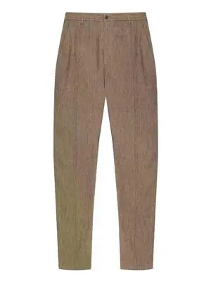 Emporio Armani Beige Linen Stitched-seam Trousers - Neutrals