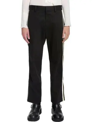 ANN DEMEULEMEESTER Ann Demeulemeester Black Cotton Twill Side Stripe Trousers