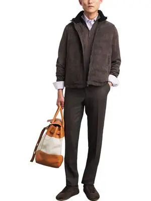FIORONI CASHMERE Sea Island Cotton-cashmere Quarter-zip Sweater - Brown