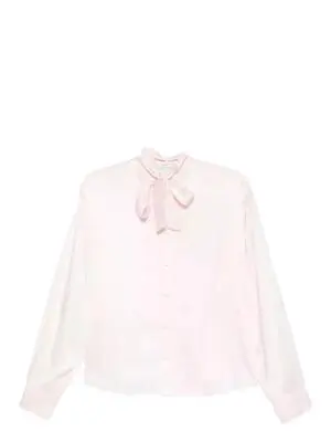 FORTE_FORTE Silk Satin Pussy-bow Shirt - Pink