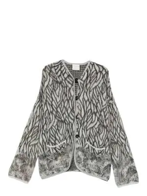 FORTE_FORTE Abstract-pattern Brushed-finish Cardigan - Grey