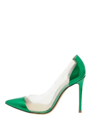 GIANVITO ROSSI Plexi Pointed-toe Pumps - Green