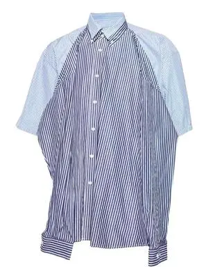 Balenciaga 2018 Double Pinstripe Oversized Shirt - Blue