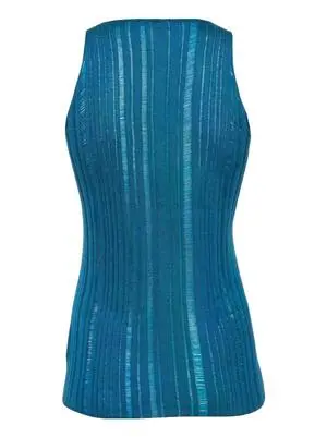 Gucci Rib-knit V-neck Tank Top - Blue