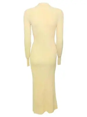 DION LEE Rib-knit Midi Dress With Twist Detail And Front Slit - Yellow