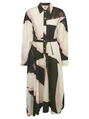 Alexander McQueen Abstract Print Shirt Midi Dress - Neutrals